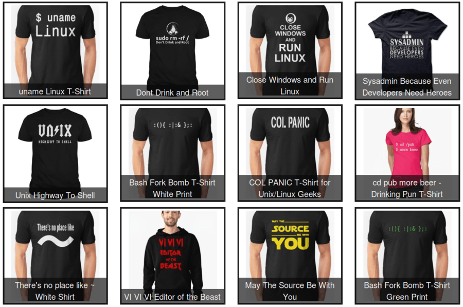 Cool and Funny T-Shirts for Fans of Linux, Unix and FOSS